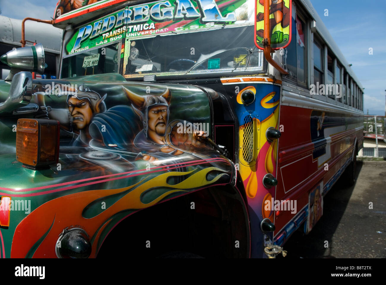 Beautiful 'Diablo Rojo' buses in Panama Stock Photo - Alamy