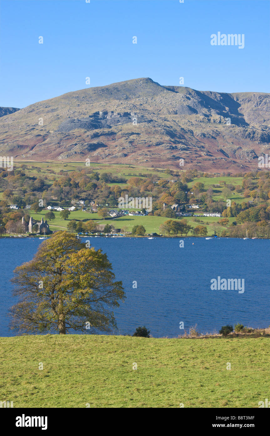 Coniston Water and Coniston Old Man mountain Lake District Cumbria ...