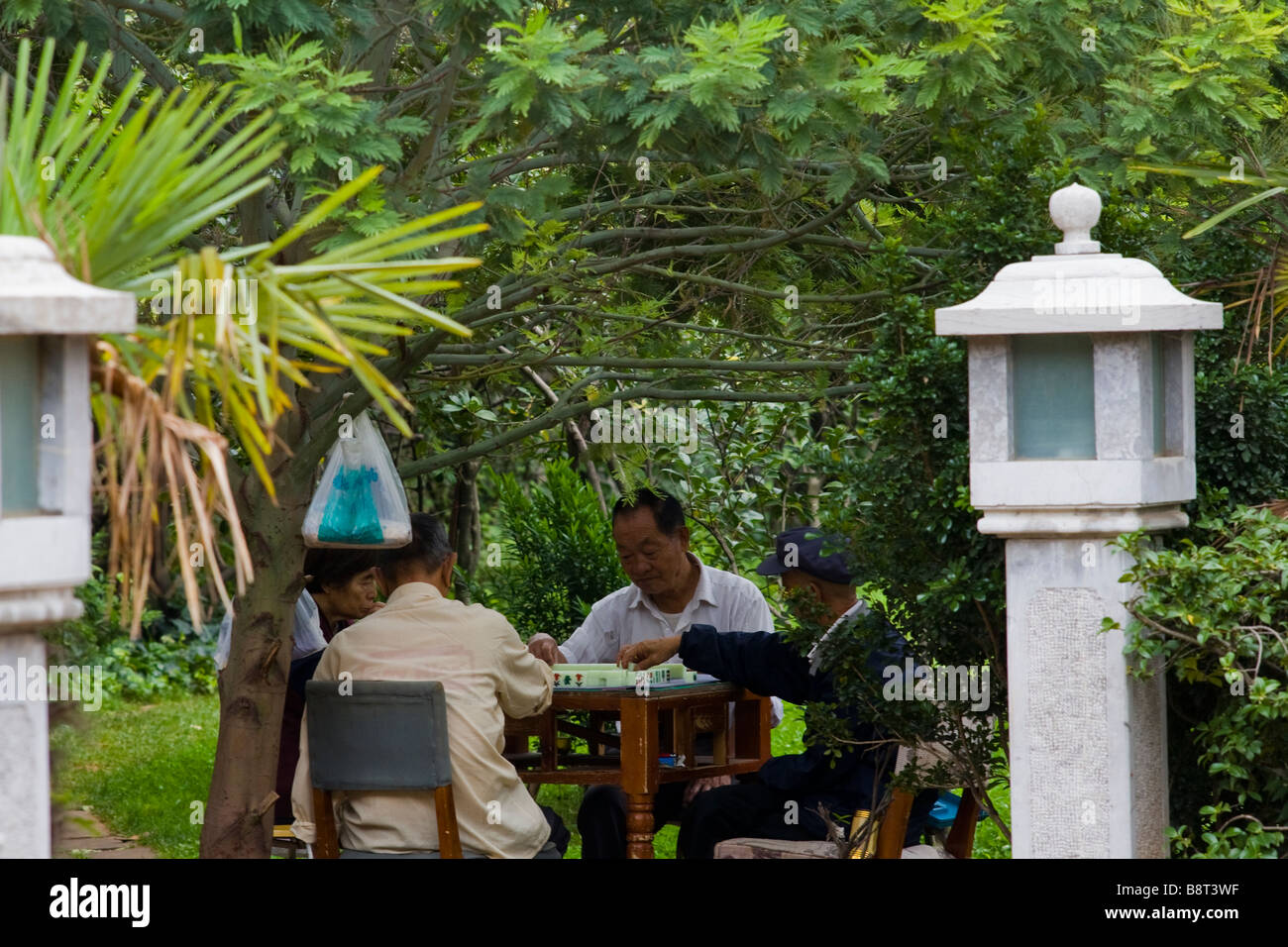 Locals playing Mahjong in a park in Chengdu, Sichuan province, China ...