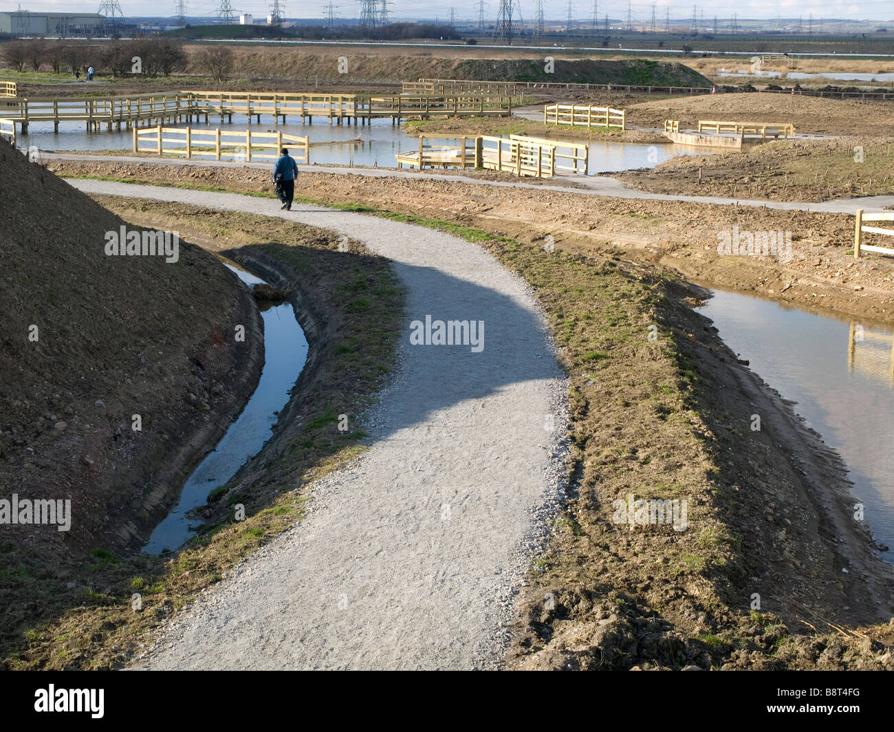 Wetlands area at the Visitors centre at the RSPB Saltholme wildlife ...
