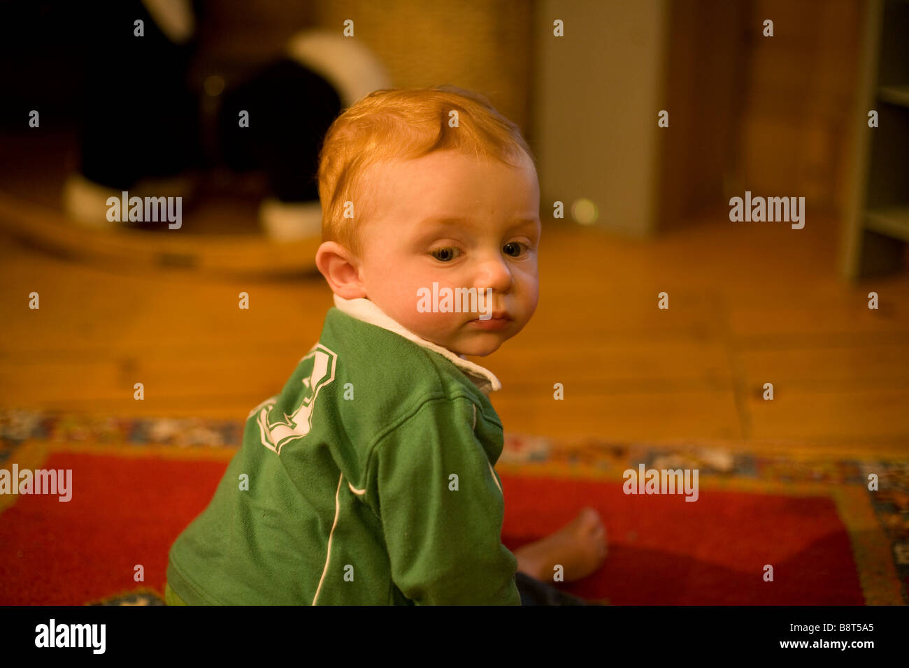 Boy red hair baby Ireland rugby Stock Photo - Alamy