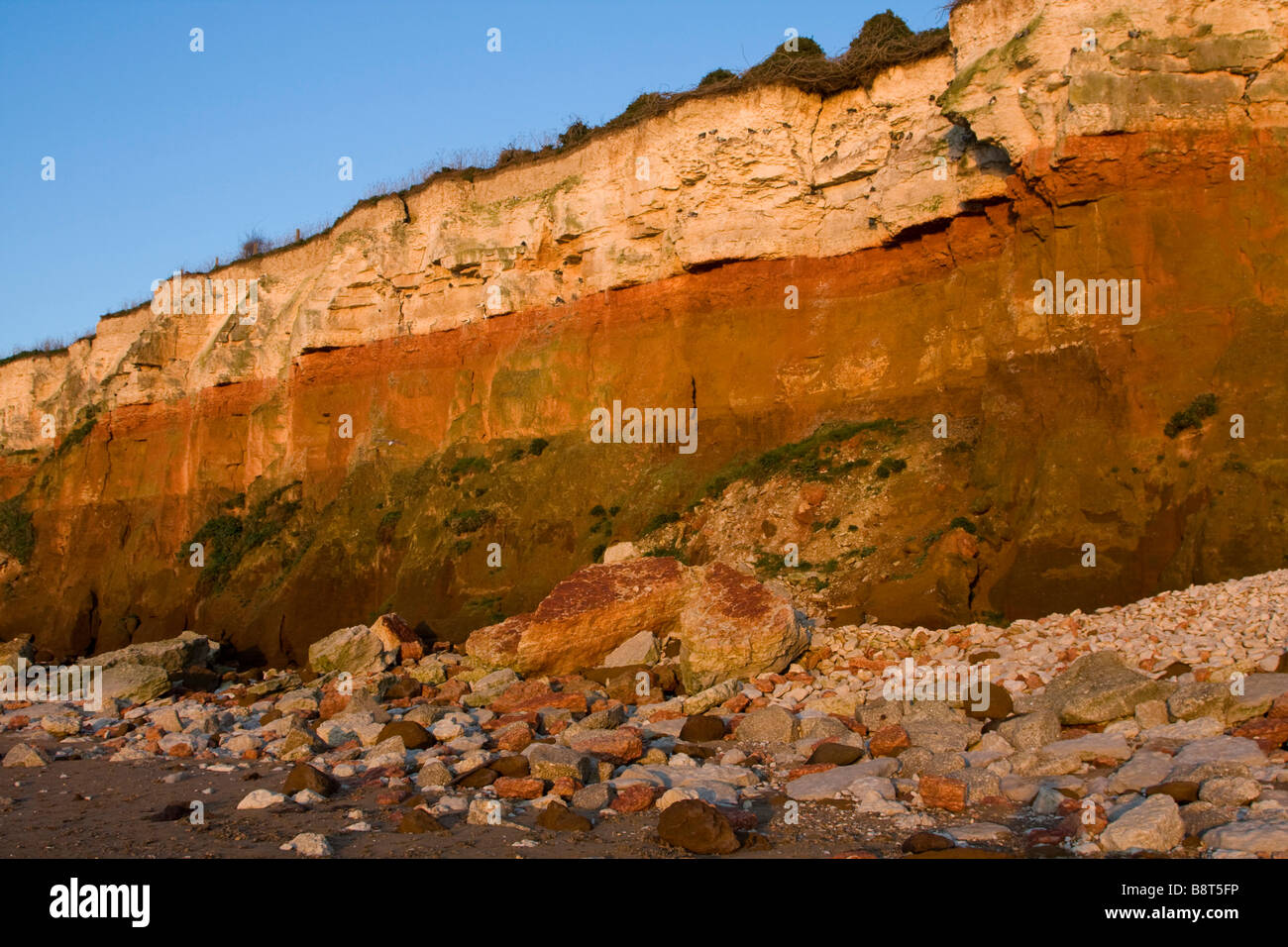 hunstanton norfolk cliff strata from beach east anglia england uk gb ...