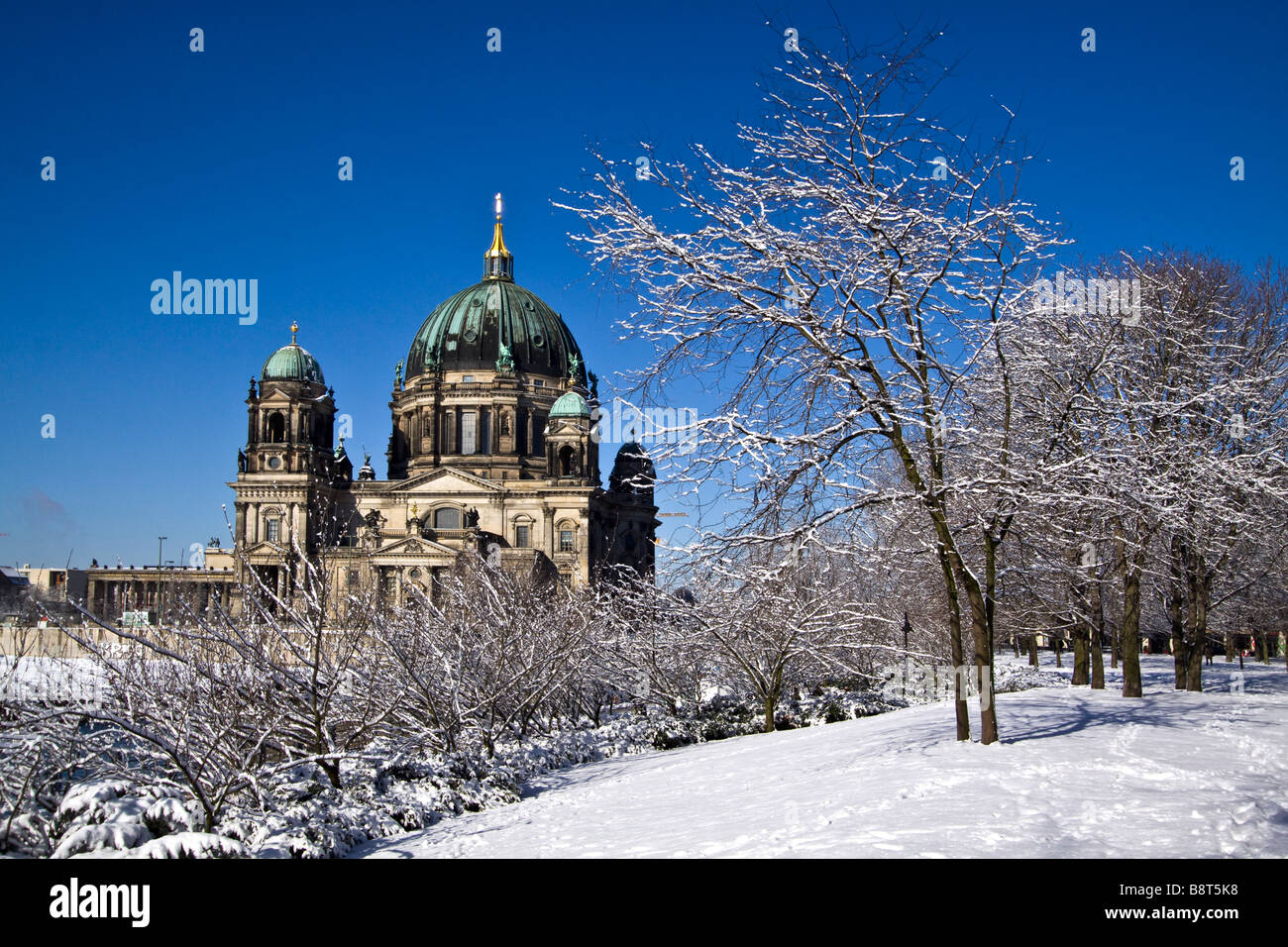 snow landscape Berlin center dome Germany Stock Photo - Alamy