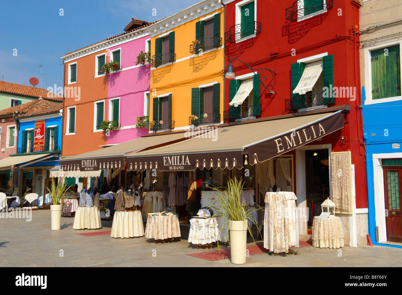 Lace shops - Burano Italy Stock Photo - Alamy