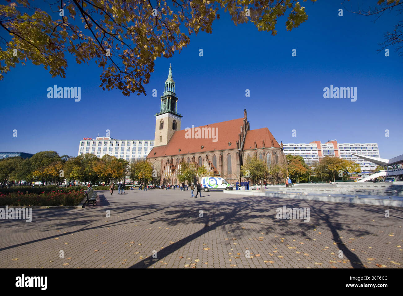 Sankt Marien-Kirche (church) near the television tower, Germany, Berlin ...