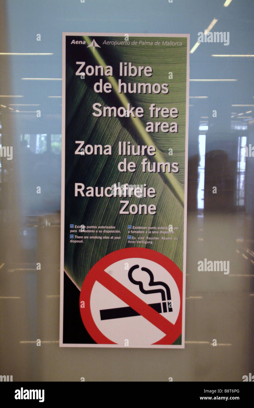 smoke free area sign, Spain, Balearen, Majorca Stock Photo - Alamy