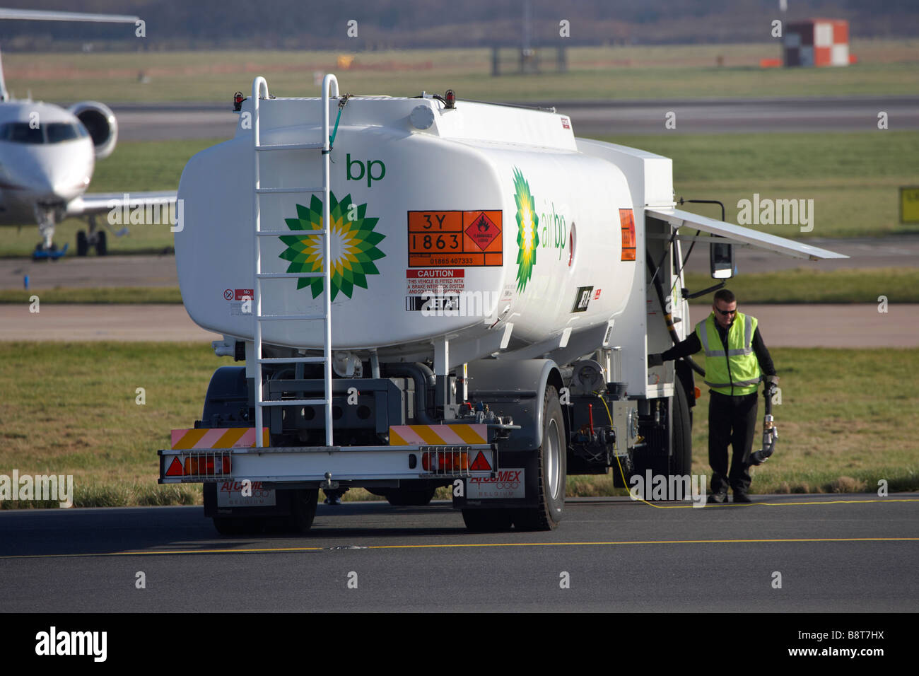 BP tanker at airport fueling Stock Photo - Alamy