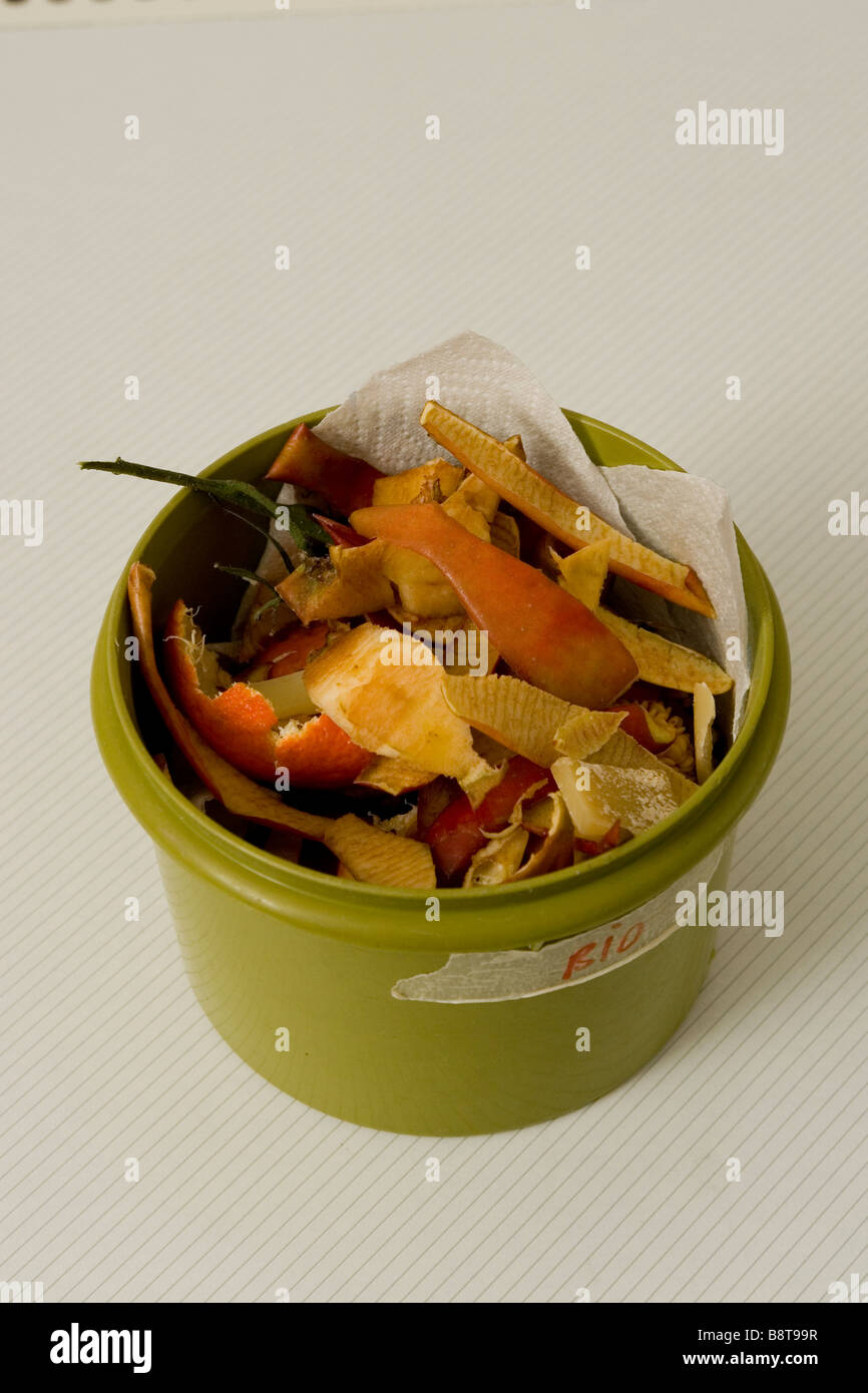 bio-waste in kitchen waste recycling bin Stock Photo - Alamy