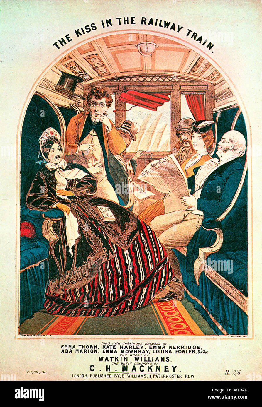 The Kiss in the Railway Train 1879 music sheet cover for a song about ...