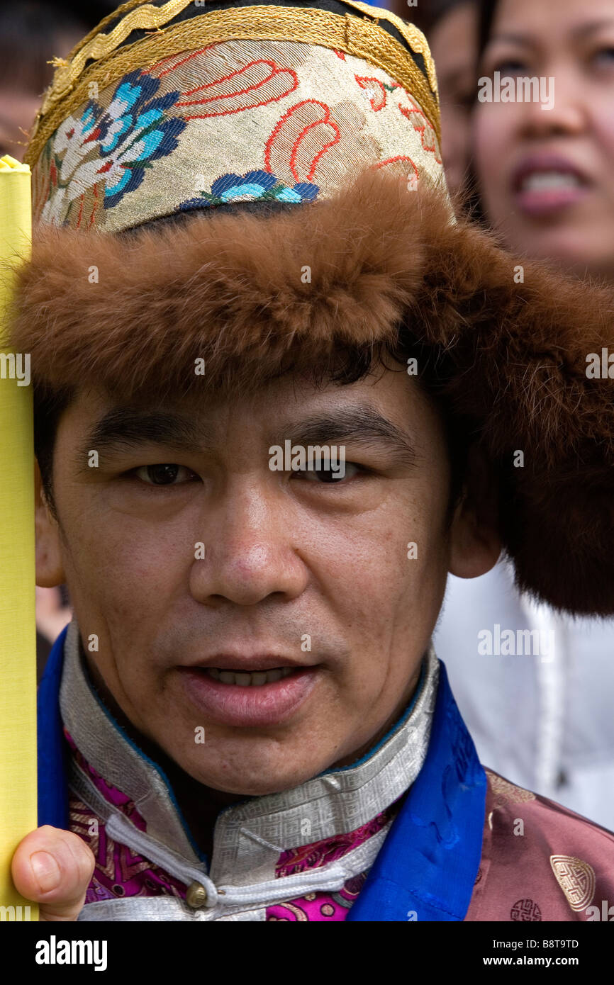 Tibetan outside Chinese embassy in London marking 50 years of Chinese ...