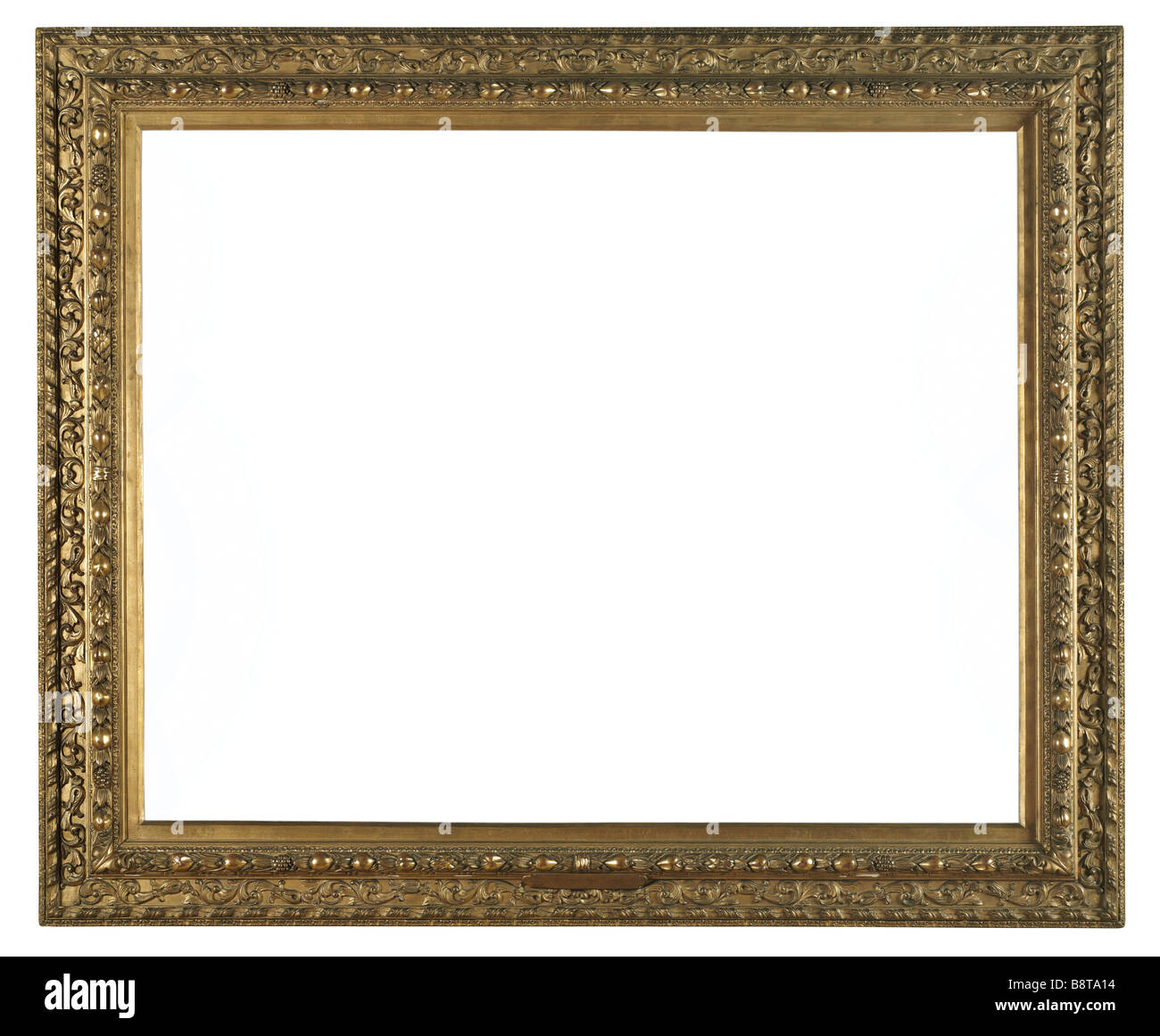 Picture gold frame with a decorative pattern on the wall Stock Photo ...
