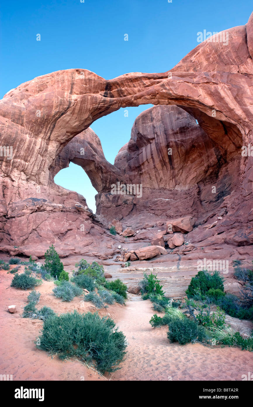 Double Arch in Arches National Park Utah USA Stock Photo - Alamy
