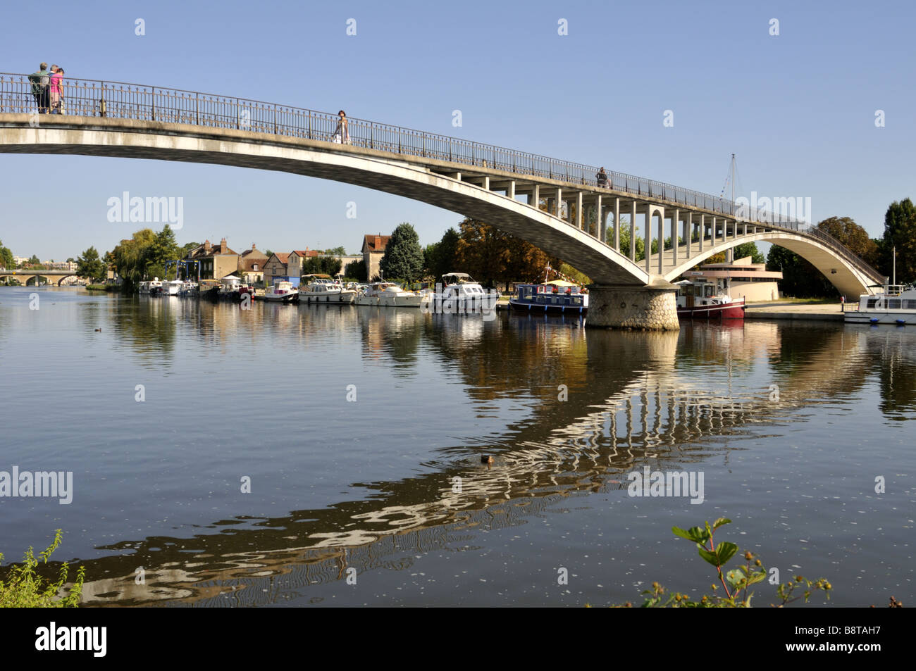 Pedestrian bridge over river Yonne at Auxerre France Stock Photo - Alamy