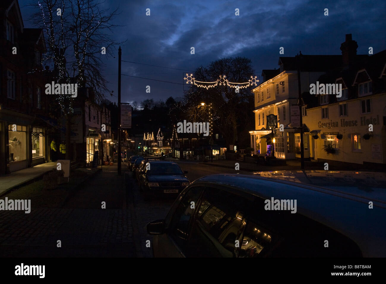 Haslemere High Street decorated for Christmas. Haslemere, Surrey ...