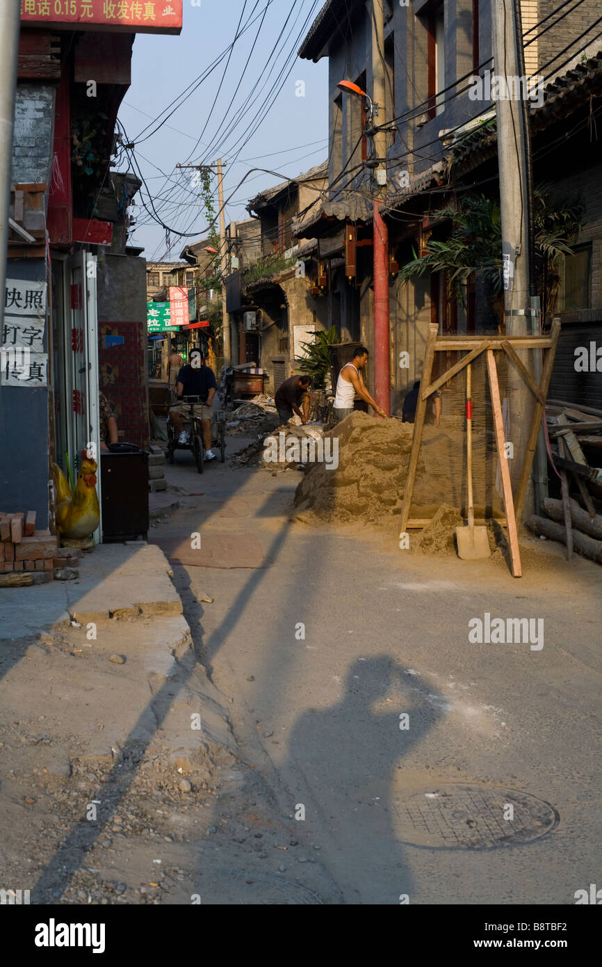 An old Hutong alley in the traditional QianMen district in Beijing ...