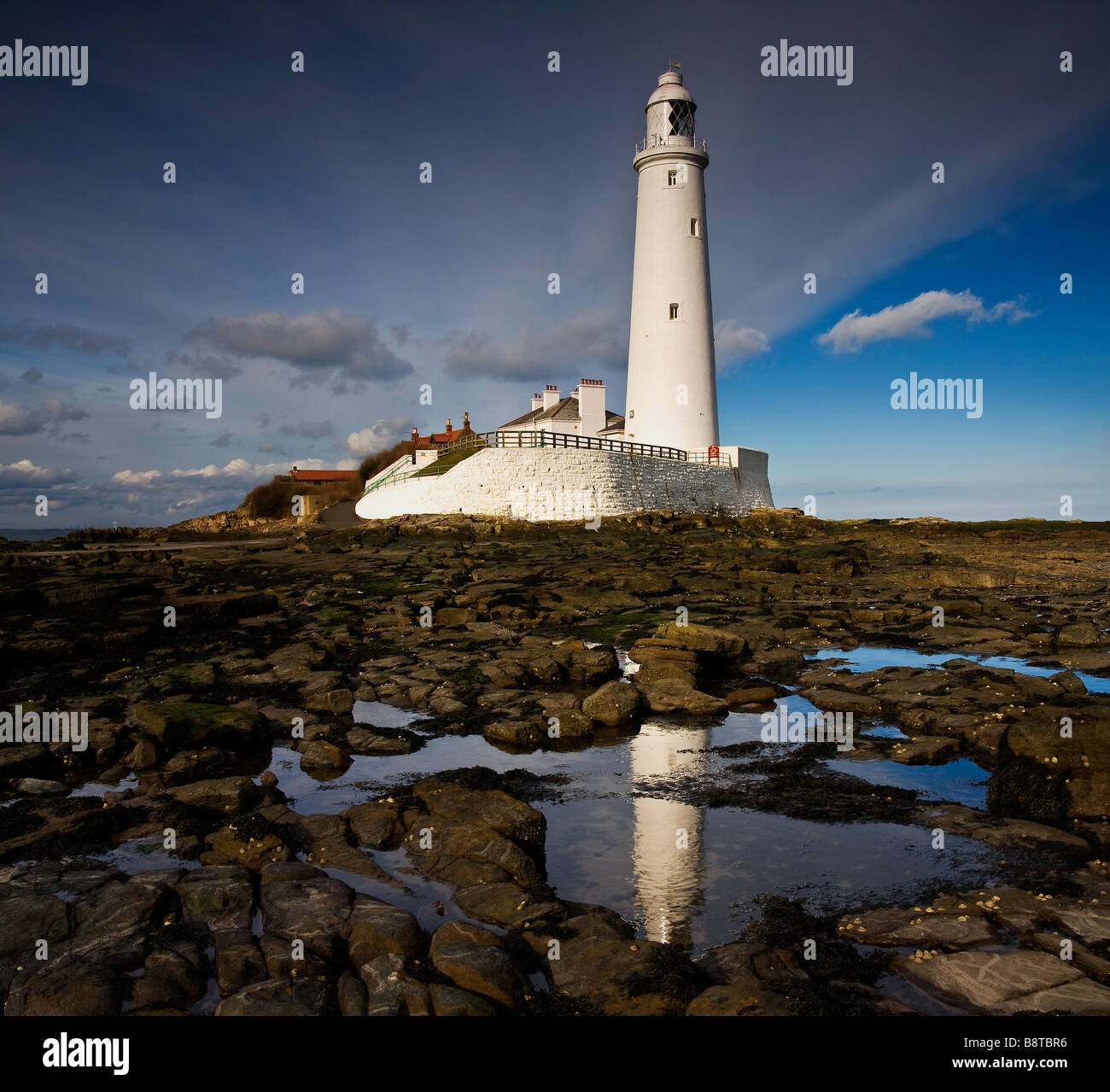 St Mary's Lighthouse, built in 1898 Whitley Bay Tyne & Wear UK Stock ...