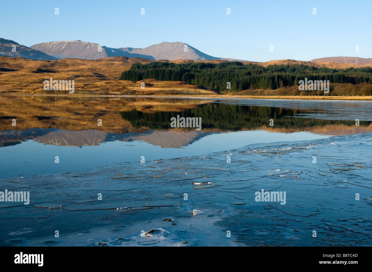 The Blackmount range over Loch Tulla, Loch Tulla, Highland Region ...