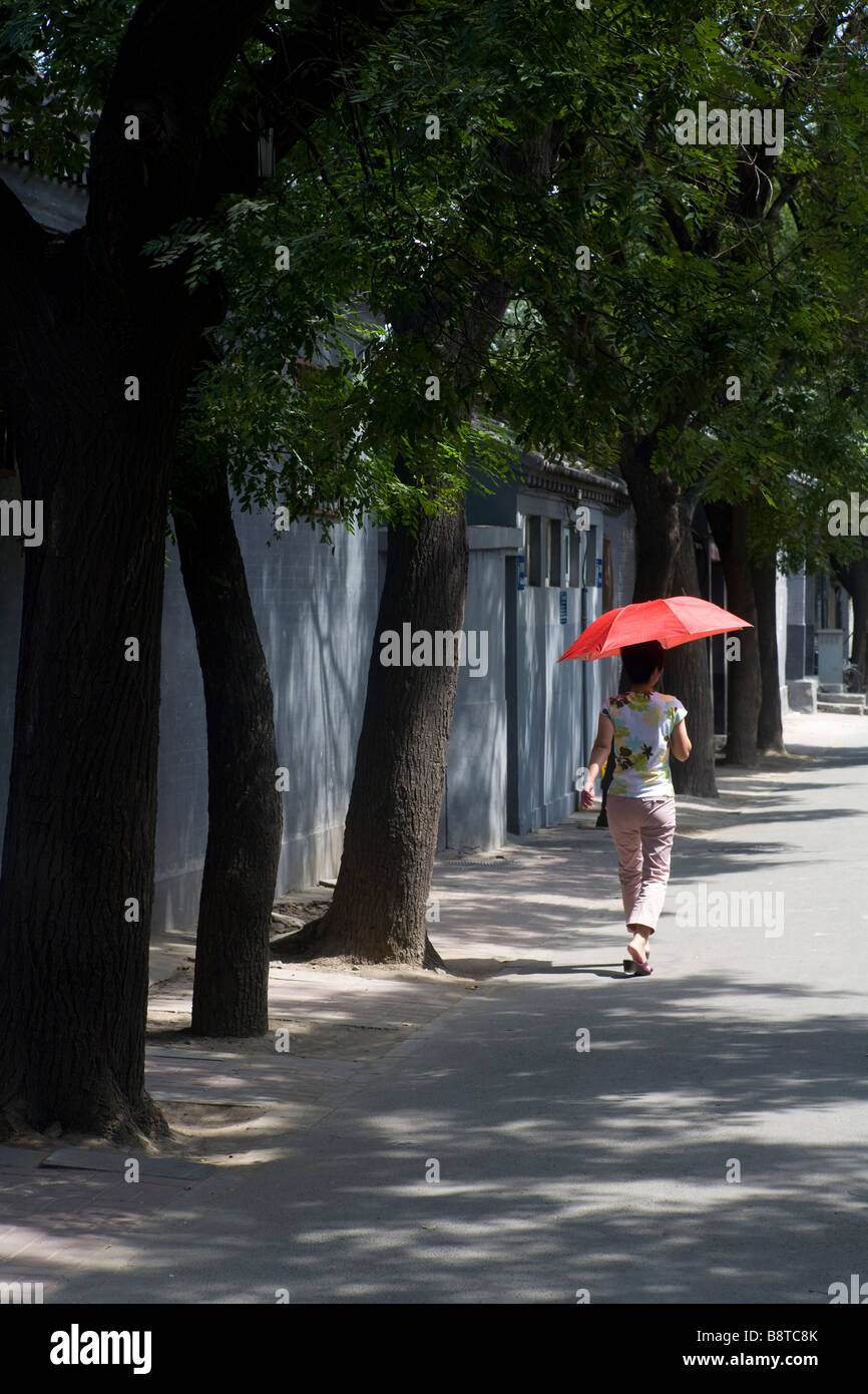 Traditional Hutong alley in a preserved old neighborhood around Houhai ...