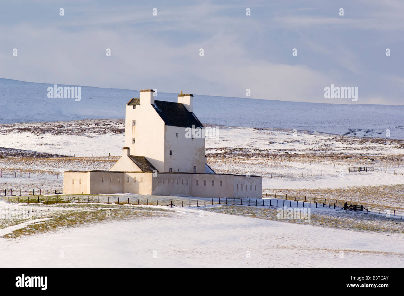 Corgarff Castle, on a snowy moor above Strathdon, in Aberdeenshire ...