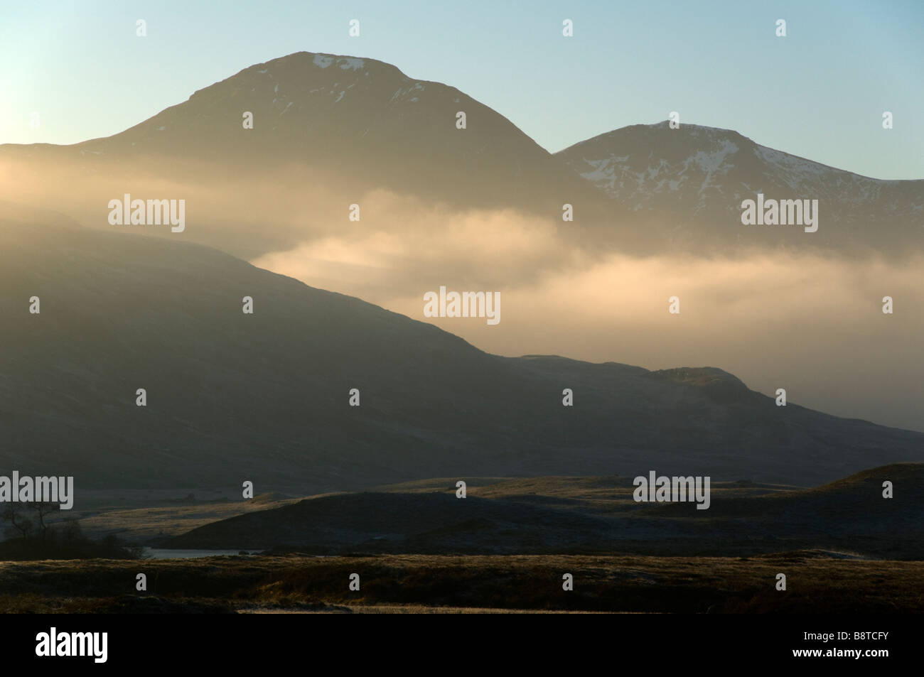 The Blackmount range of mountains from Rannoch Moor, Highland Region ...