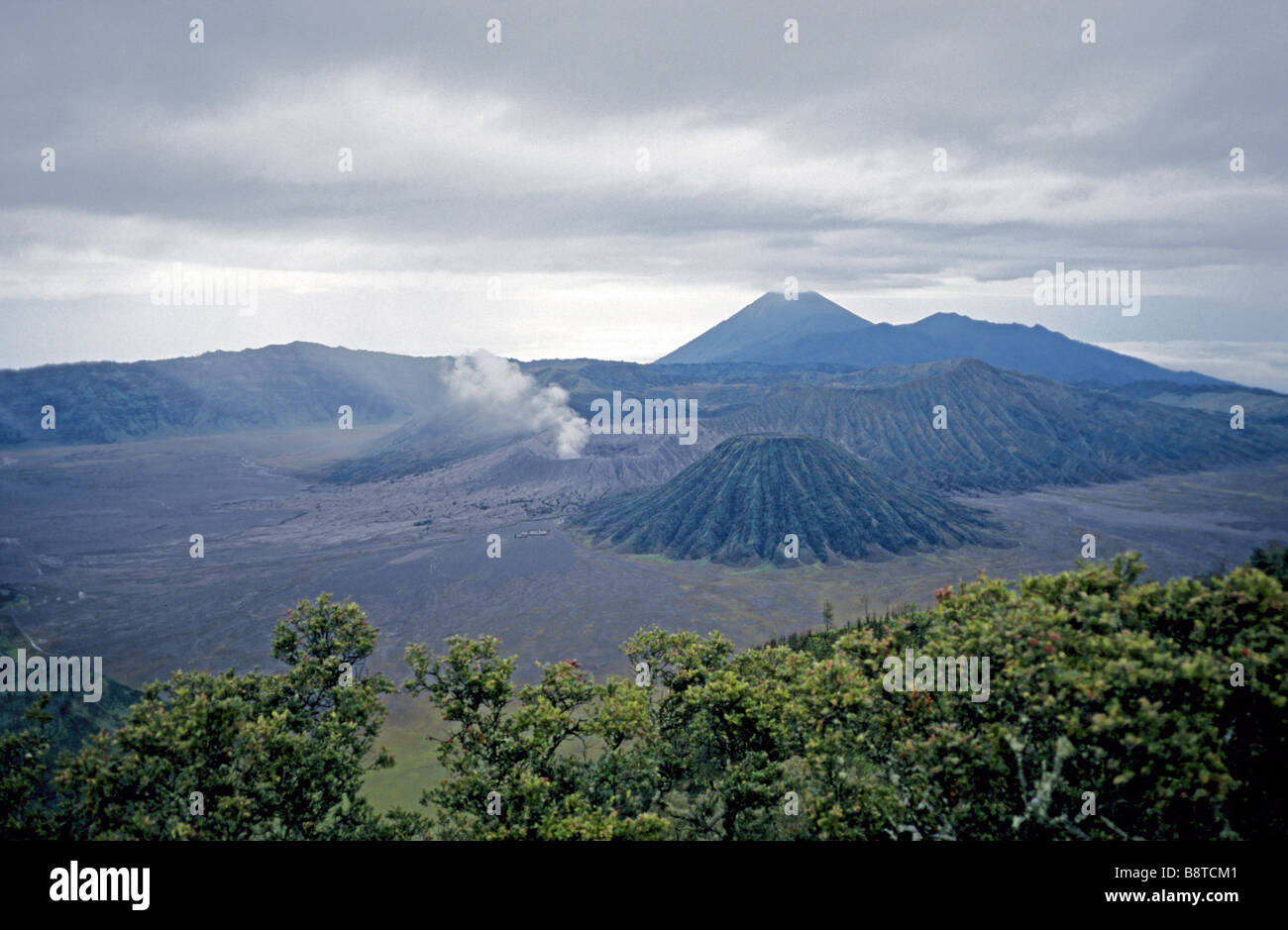 Mount Bromo and Gunung Semeru, volcanos, Indonesia, Java Stock Photo ...