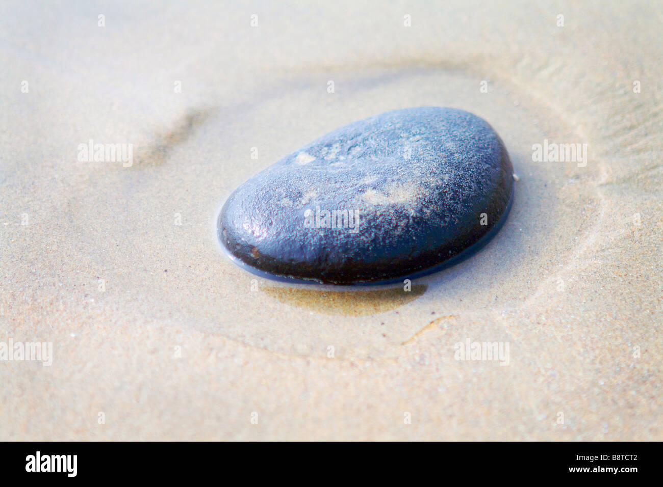 A smooth stone exposed on a sandy beach at low tide Stock Photo - Alamy