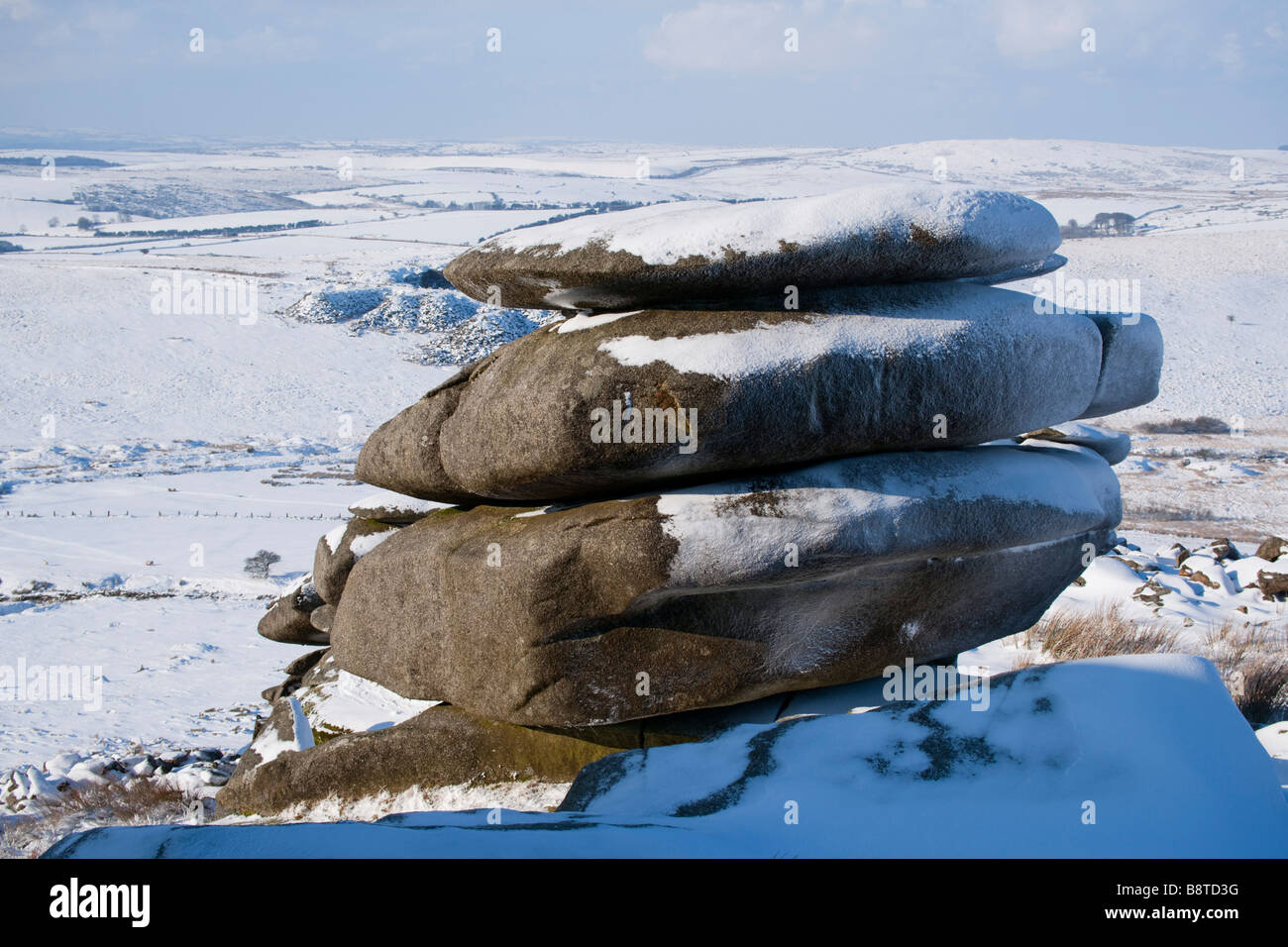 The Cheesewring on Bodmin Moor in the snow Stock Photo - Alamy
