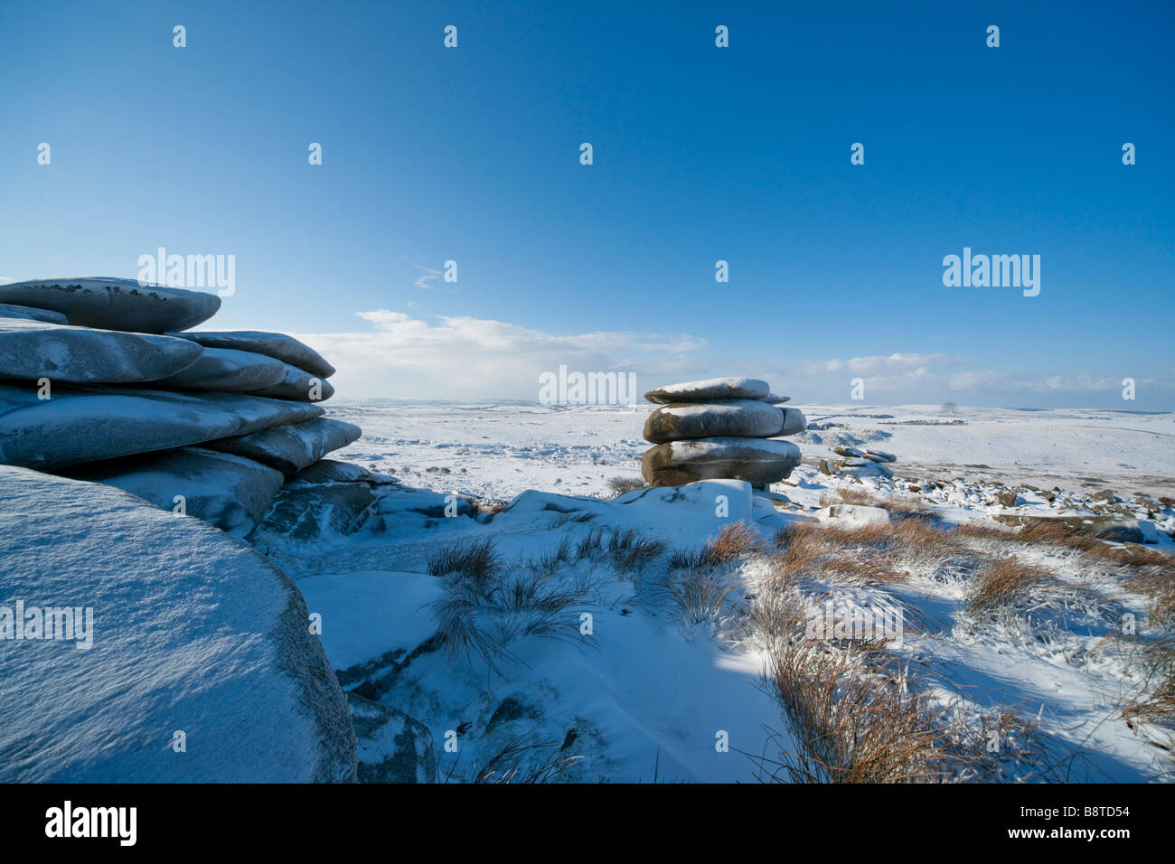 The Cheesewring on Bodmin Moor in the snow Stock Photo - Alamy