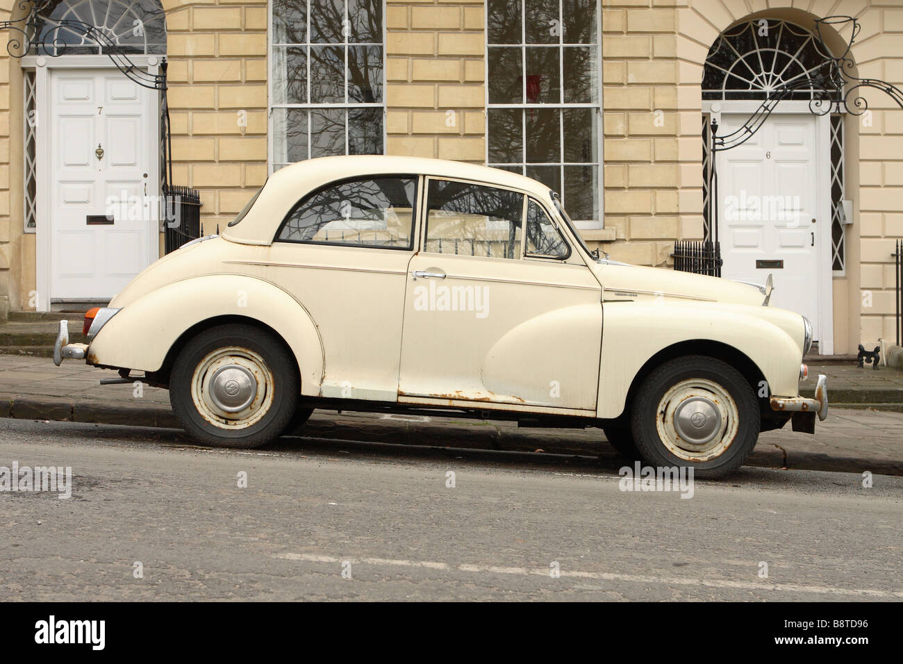 Morris Minor 1000 classic vintage British car design parked in Bath ...