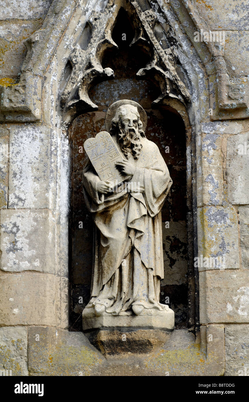 Statue of Moses on West Front of St.Mary the Virgin Church, Titchmarsh ...