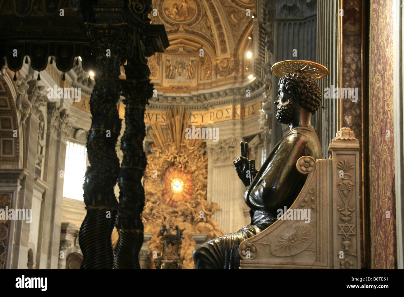 bronze saint peter sculpture statue inside st peter's basilica, rome ...