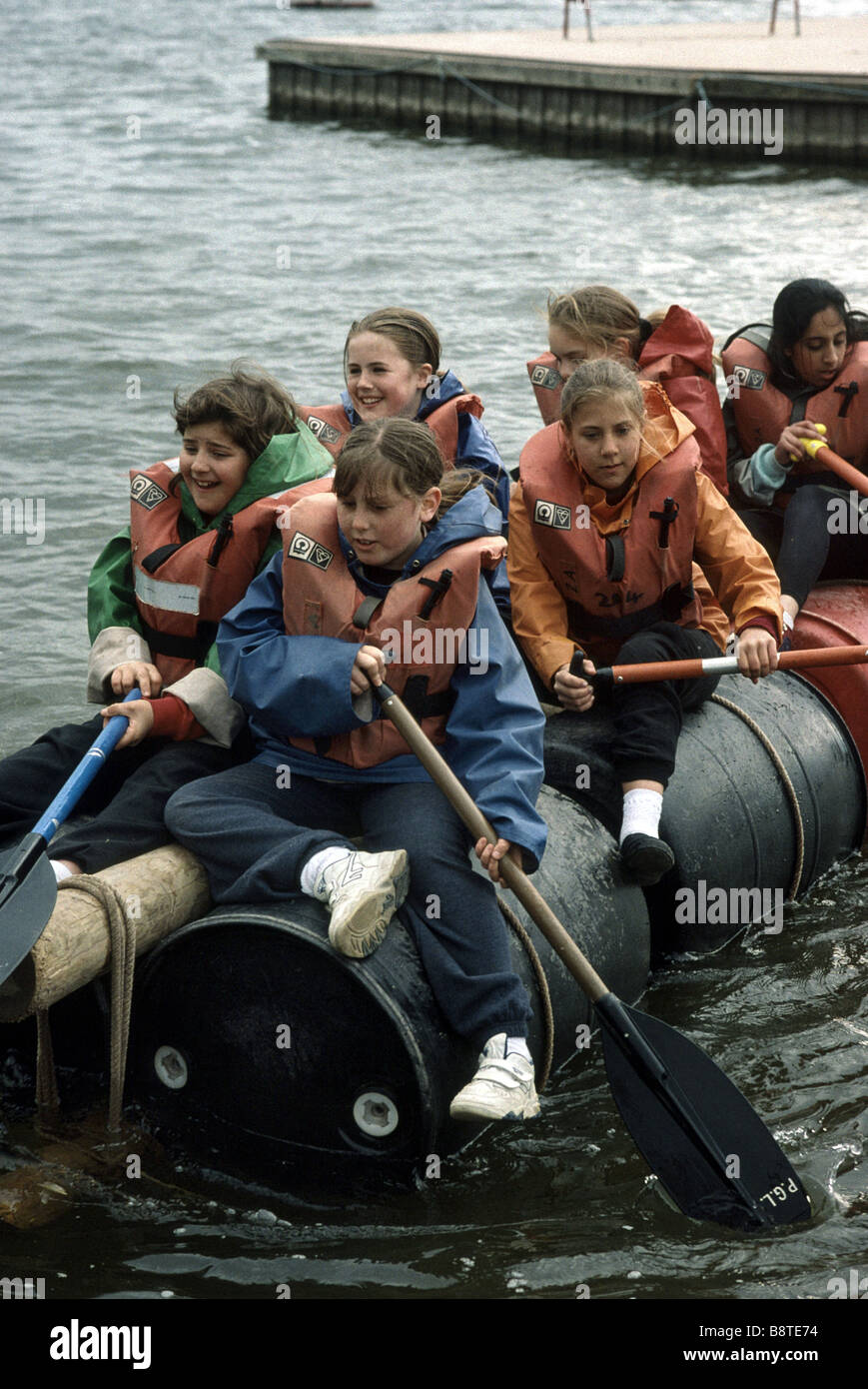 Adventure outing with primary school children on home made raft with ...