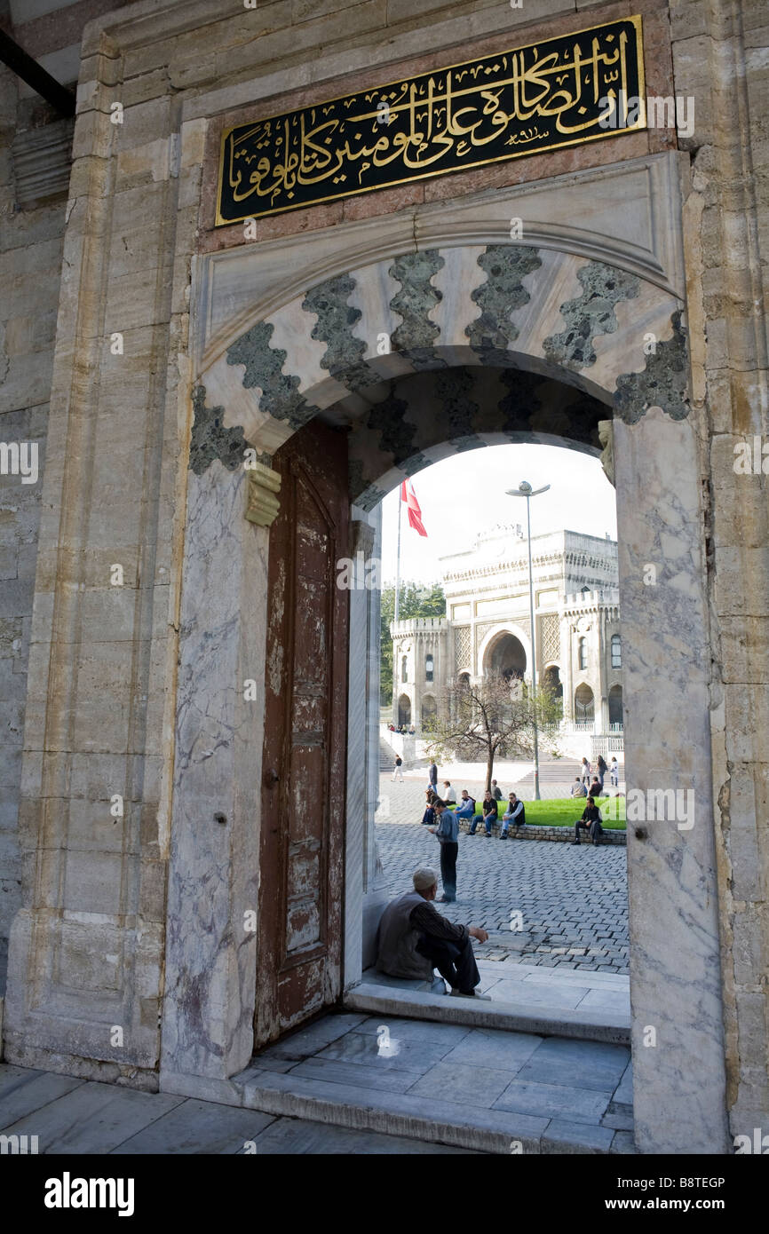 A view at Istanbul University from the inside of the Beyazit Mosque ...