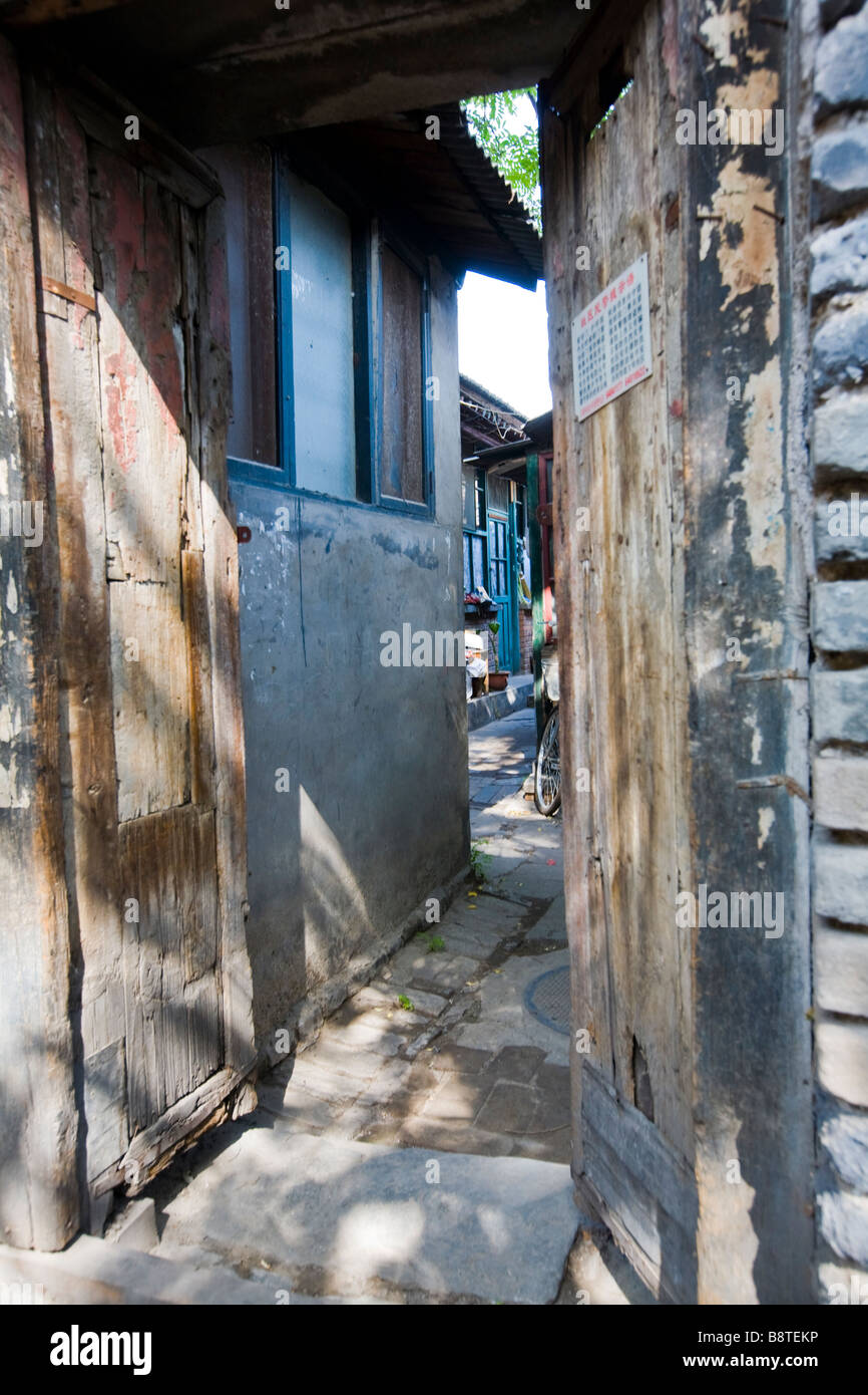 Entrance of a traditional house in Hutong alley in a preserved old ...