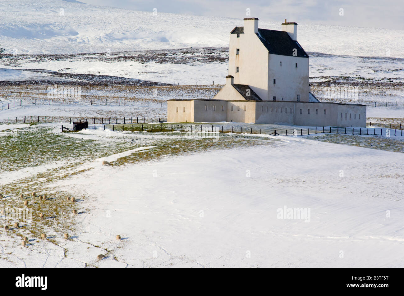 Corgarff Castle, on a snowy moor above Strathdon, in Aberdeenshire ...