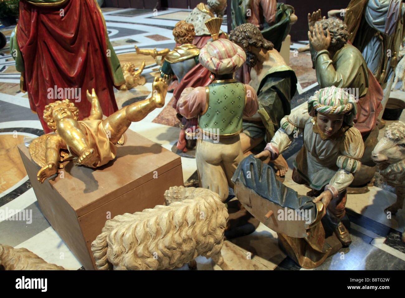 dismantled nativity scene characters in saint peter's basilica, vatican ...