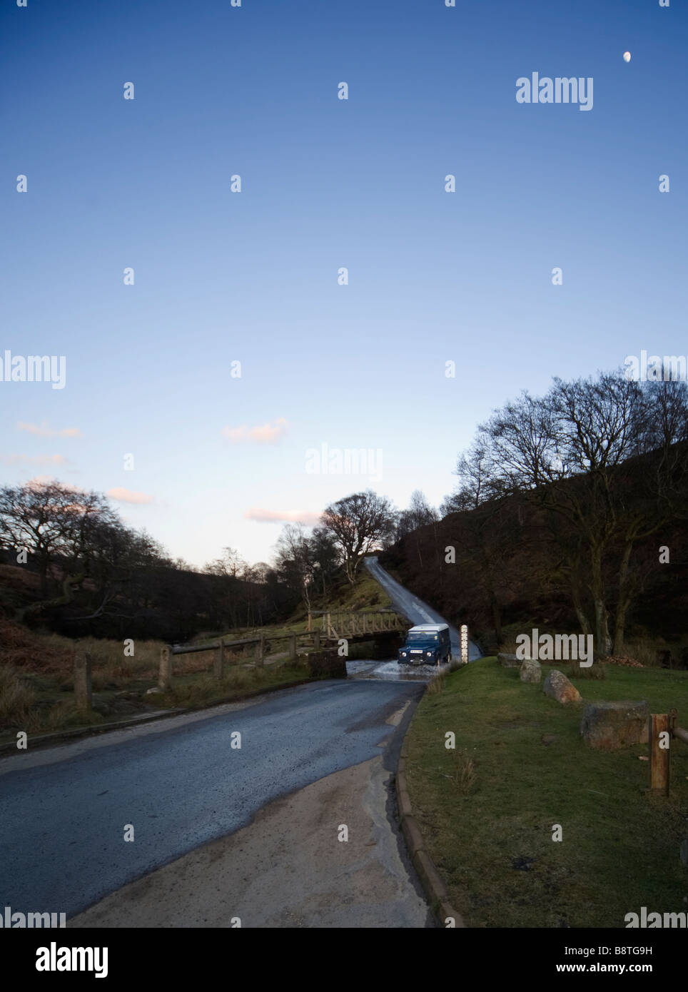 Land-rover crossing a Ford (Stream) in the North Yorkshire Moors at ...
