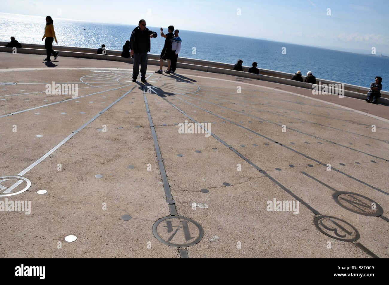 Nice, France, "Beach Scene", Wide Angle View, Small Group French People ...