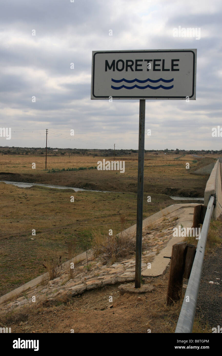 Moretele sign at river crossing in South Africa Stock Photo - Alamy