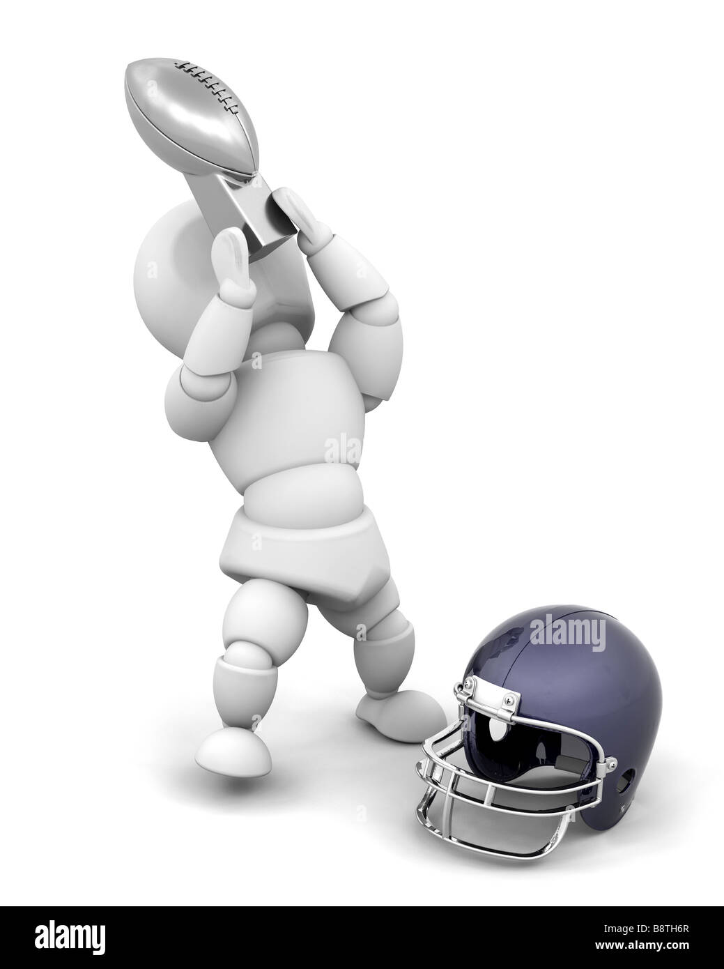American football player holding up the winners trophy Stock Photo - Alamy