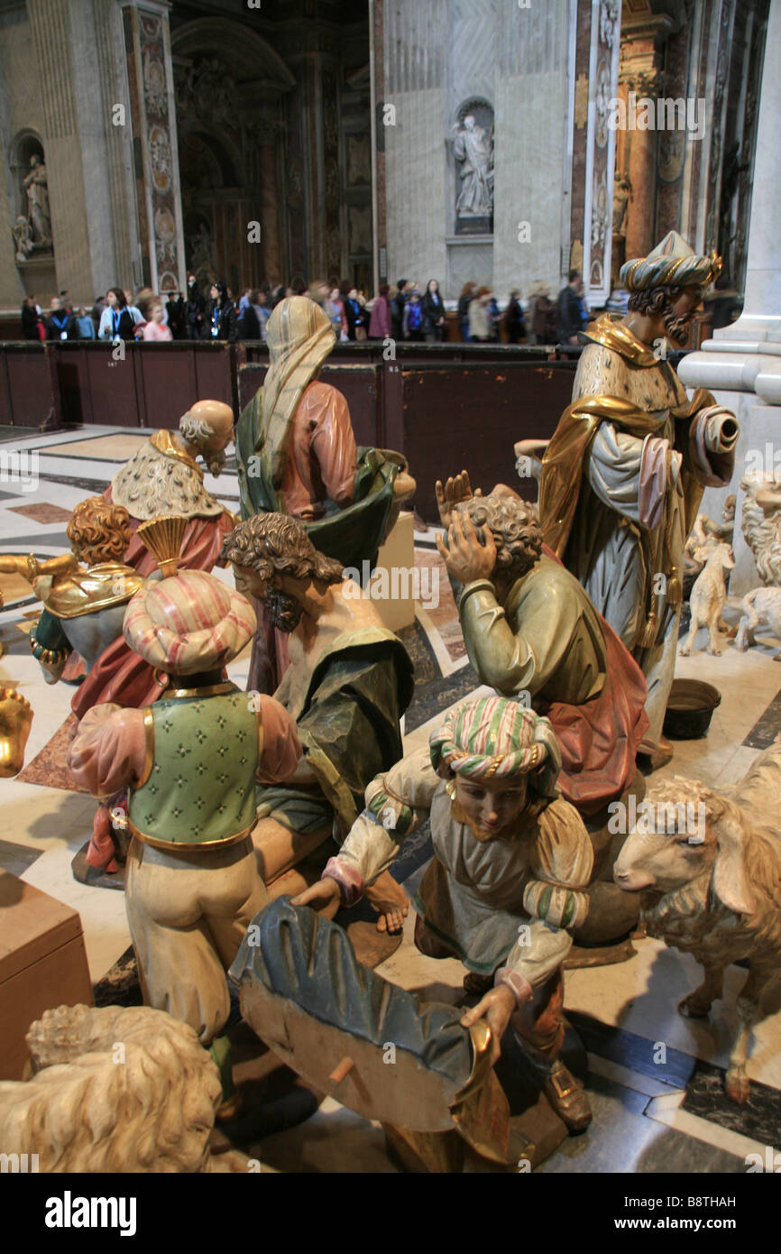dismantled nativity scene characters in saint peter's basilica, vatican ...