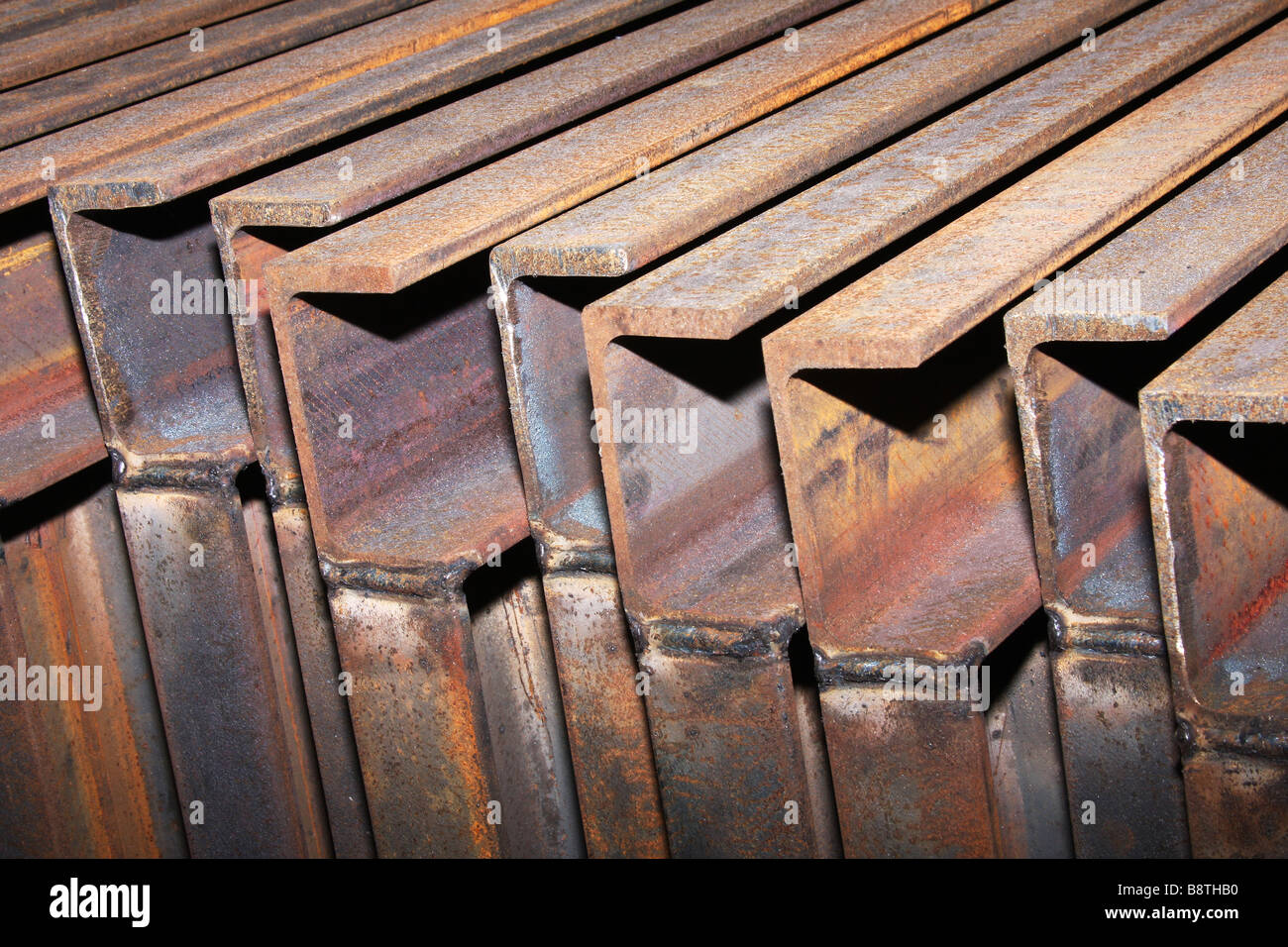 Sections of steel channel welded together Stock Photo - Alamy
