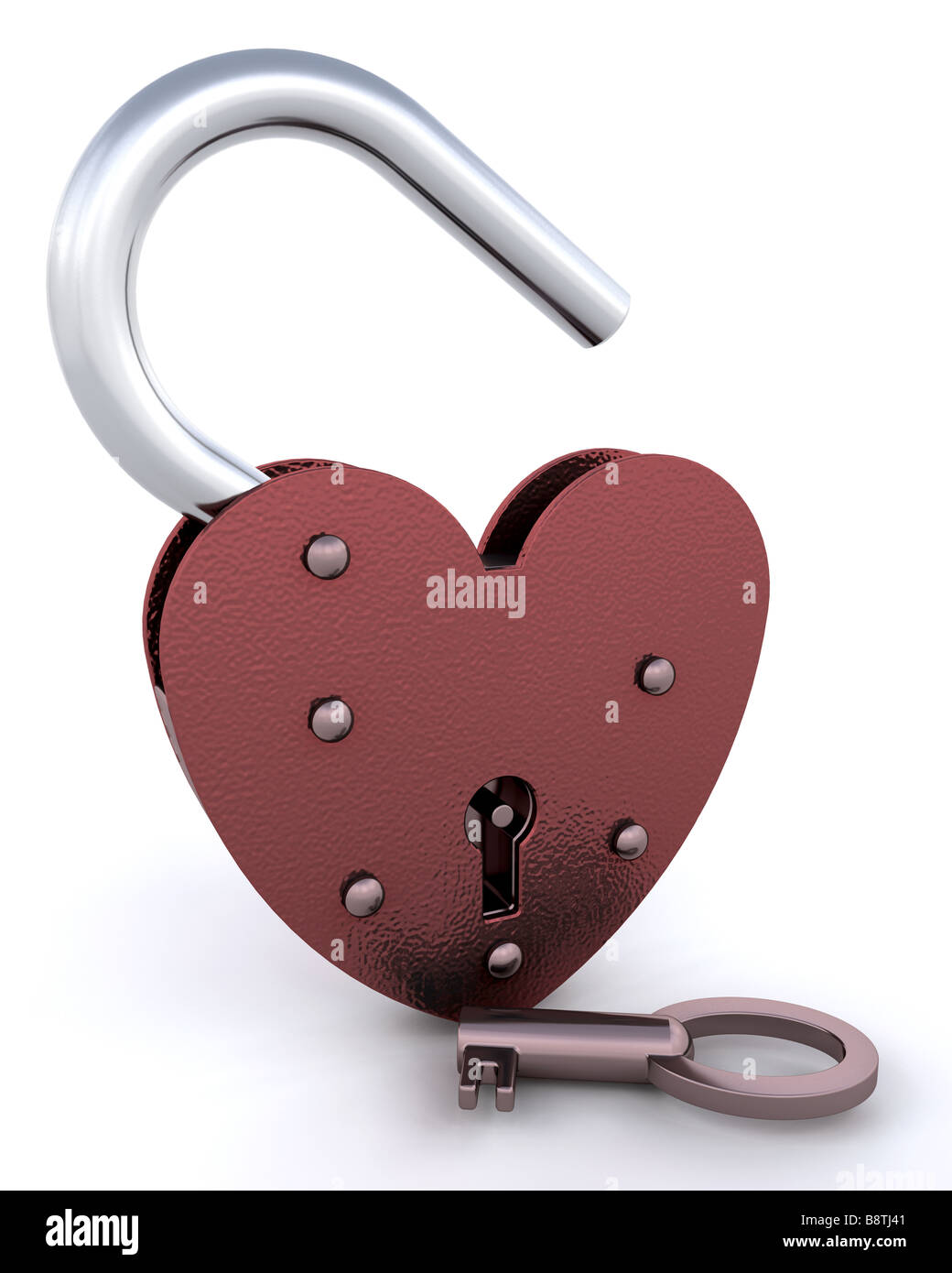 Heart shaped padlock with key Stock Photo - Alamy