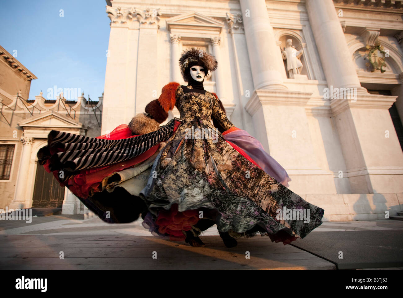 Venice Carnival.full length girl woman gold red swirl dress hat Costume ...