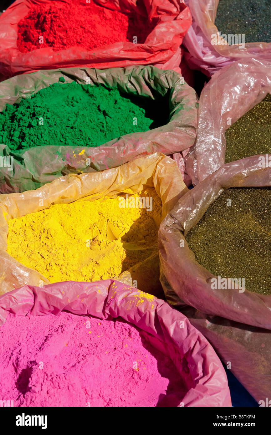 Coloured Indian dyes Stock Photo - Alamy