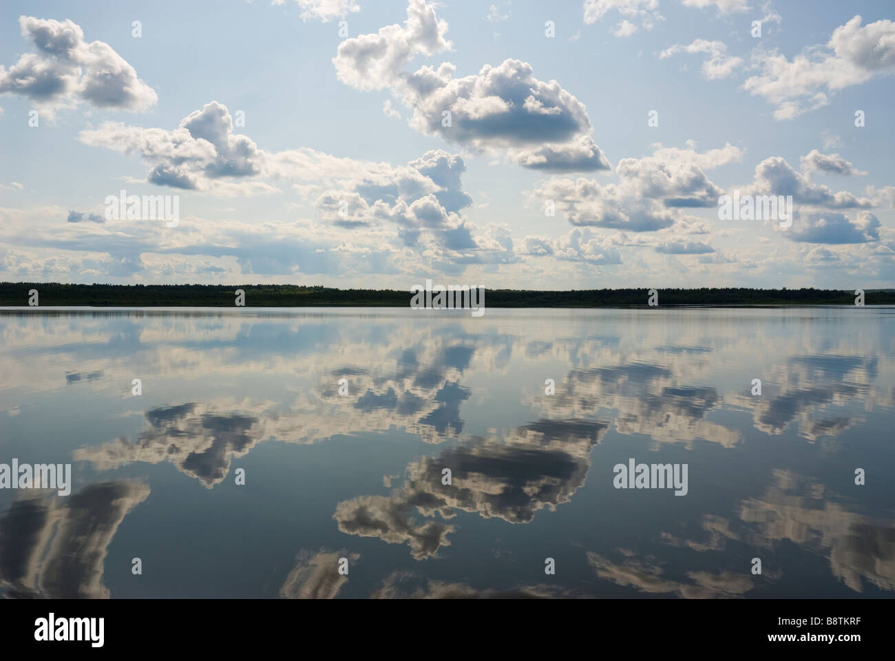 Volga-Baltic Waterway, Russia. Clouds reflections on the Sheksna River ...