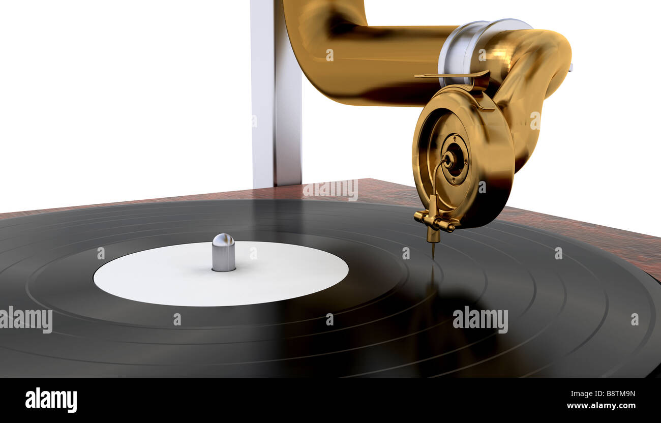 Close up of a needle on a gramophone player Stock Photo - Alamy