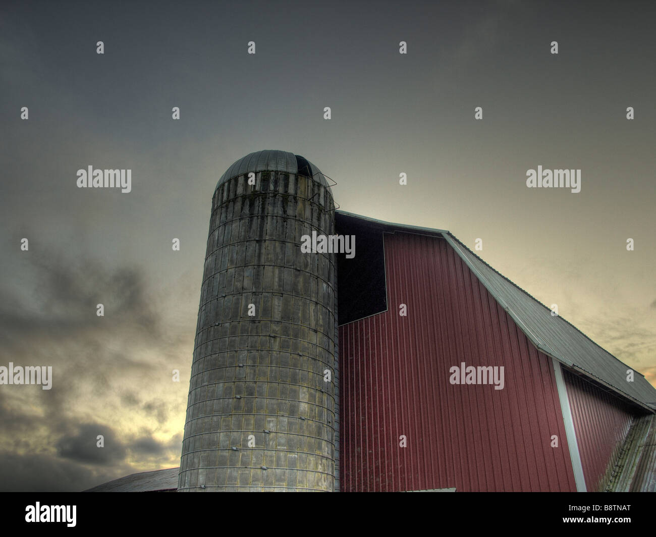 Old Red Barn at Sunset Stock Photo - Alamy