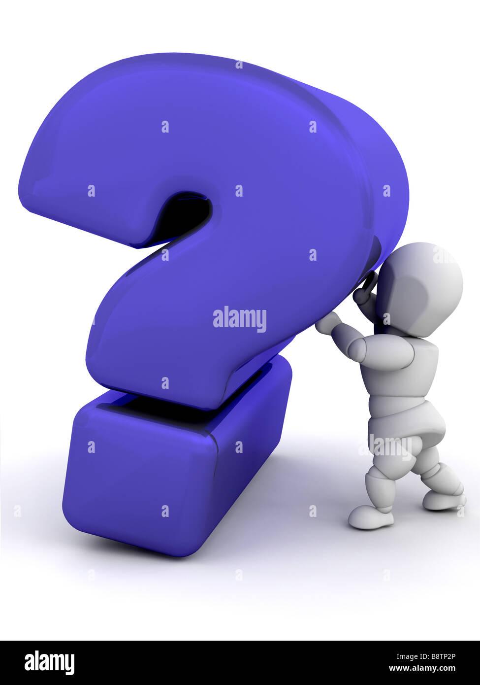 3D render of someone holding up a question mark Stock Photo - Alamy