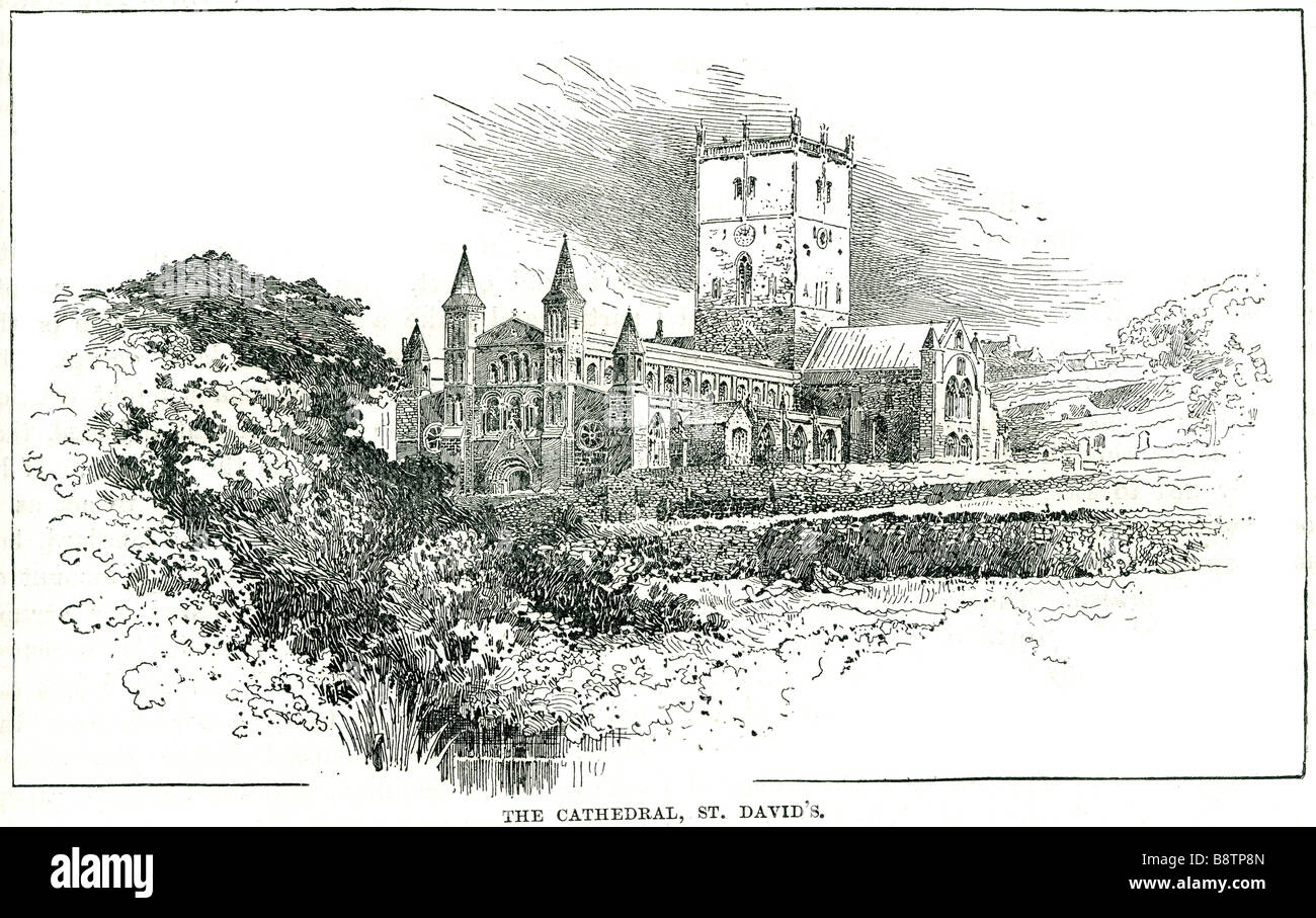 St davids cathedral drawing hi-res stock photography and images - Alamy